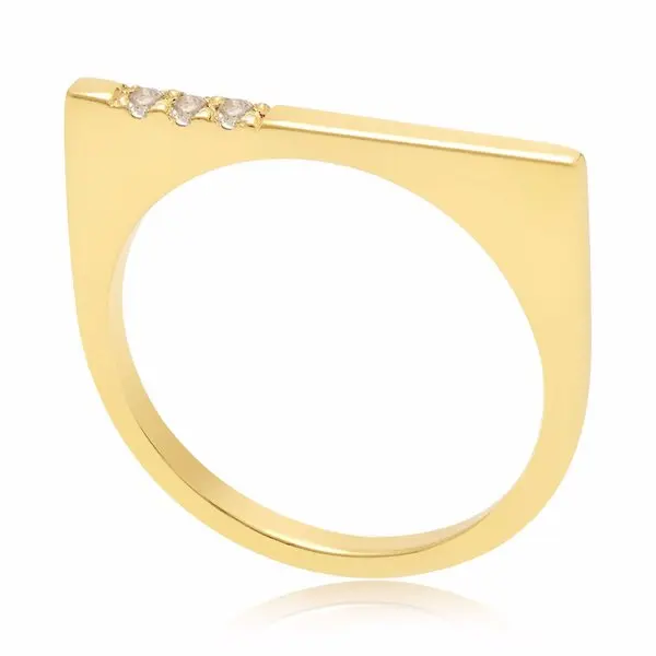 NEOLA DESIGN Minerva Gold Stacking Ring With White Topaz