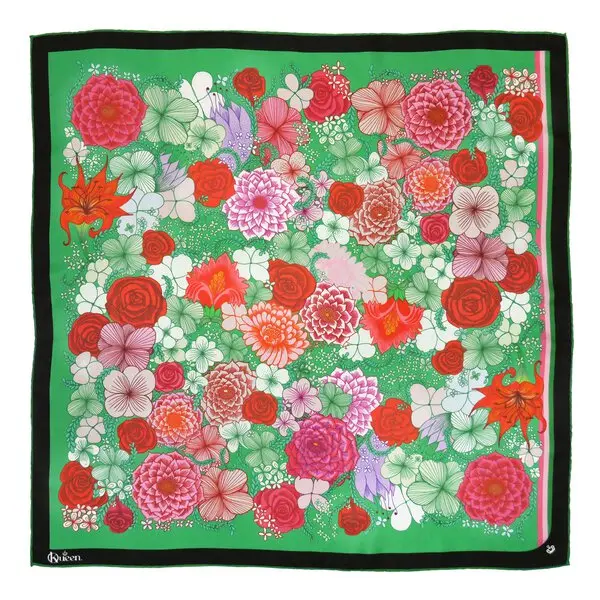 KUEEN Silk Scarf Flora - Green