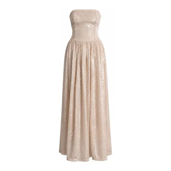 AISL Strapless Sequin Tulle Maxi Gown - Pink