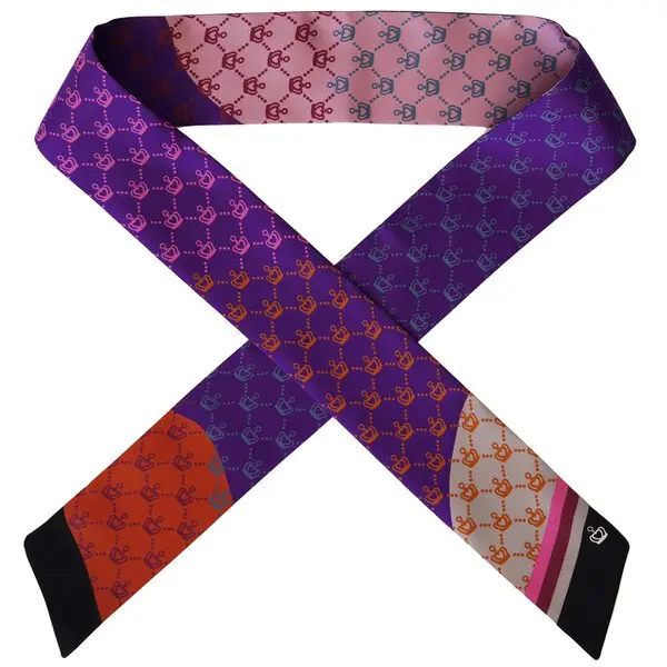 KUEEN Red / Black / Purple Silk Scarf Crown Purple