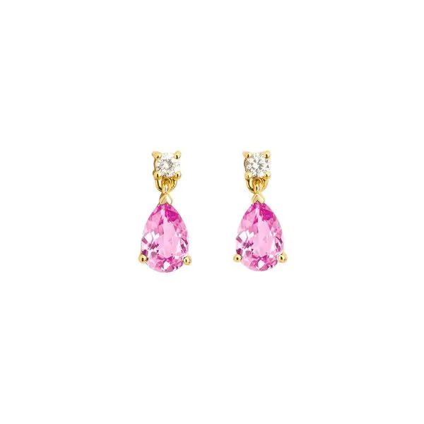 JUVETTI  Gold / Pink / White Pisa Pink Sapphire & Diamond Pear Drop Earrings In Gold - Gold/pink/white