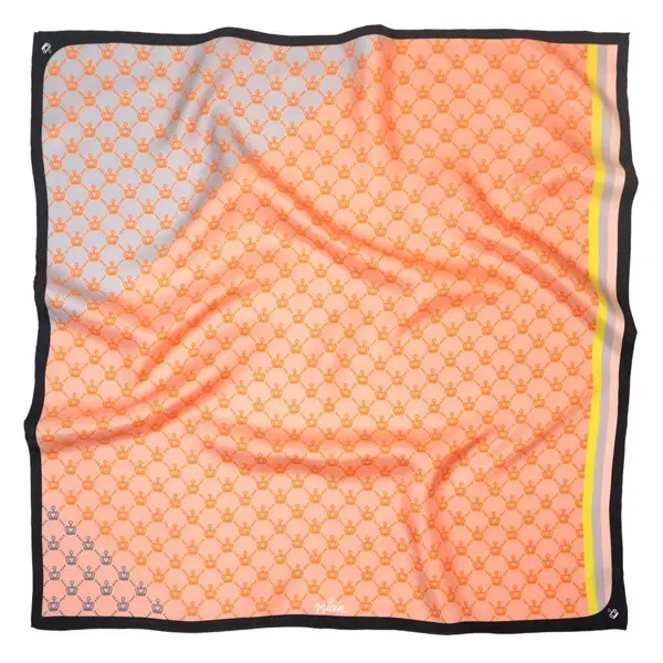 KUEEN Neutrals / Black / Grey Silk Scarf Small Crown Soft Apricot