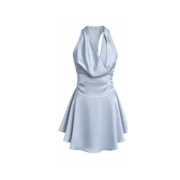 AISL Powder Draped Satin Mini Dress - Blue