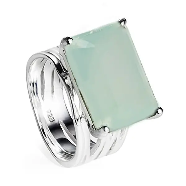 NEOLA DESIGN Sterling Cocktail Ring Aqua Chalcedony Gemstone Pietra