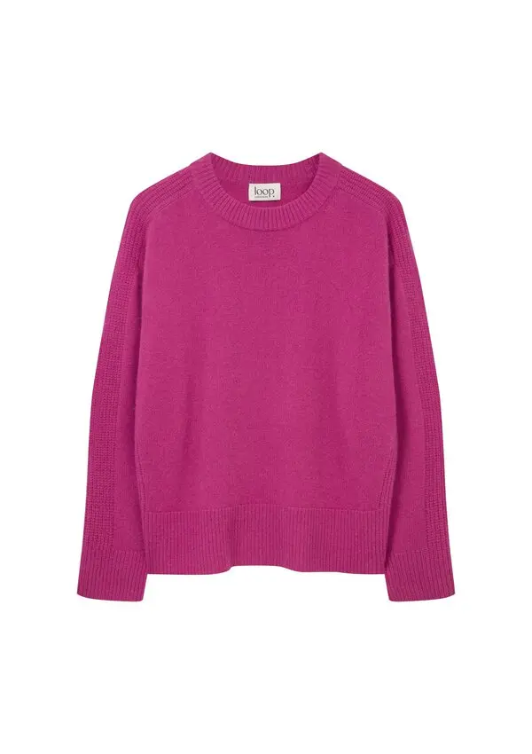 LOOP CASHMERE Cashmere Longline Crew Neck Sweater In Morello