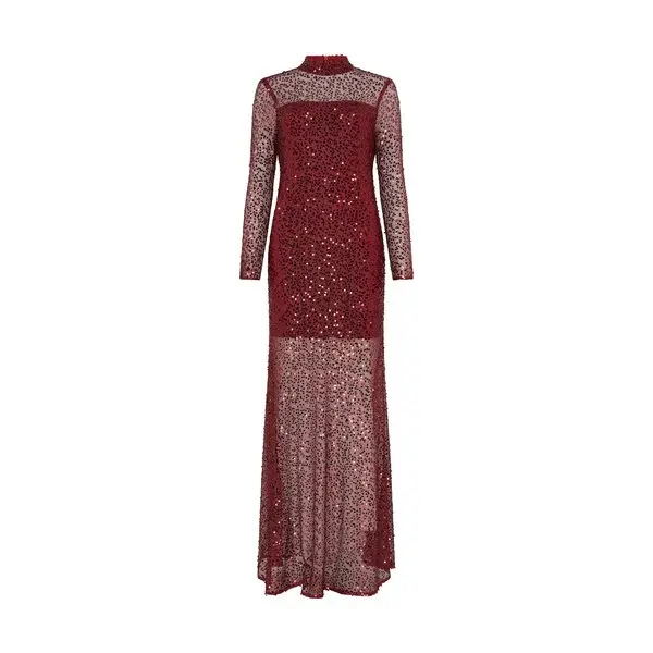 SOUR FIGS Sequin Embellished Sheer Mesh Gown