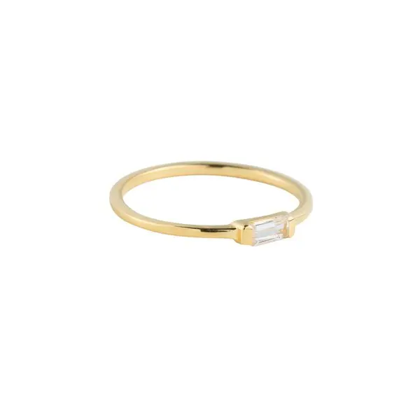 BEYJOU Gold / White Mini Baguette Ring White Topaz - Gold/white