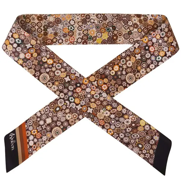 KUEEN Silk Scarf Millefiori - Brown