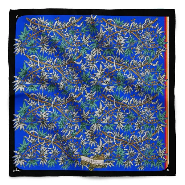 KUEEN Brown / Grey / Blue Silk Scarf Willow Blue - Brown/grey/blue