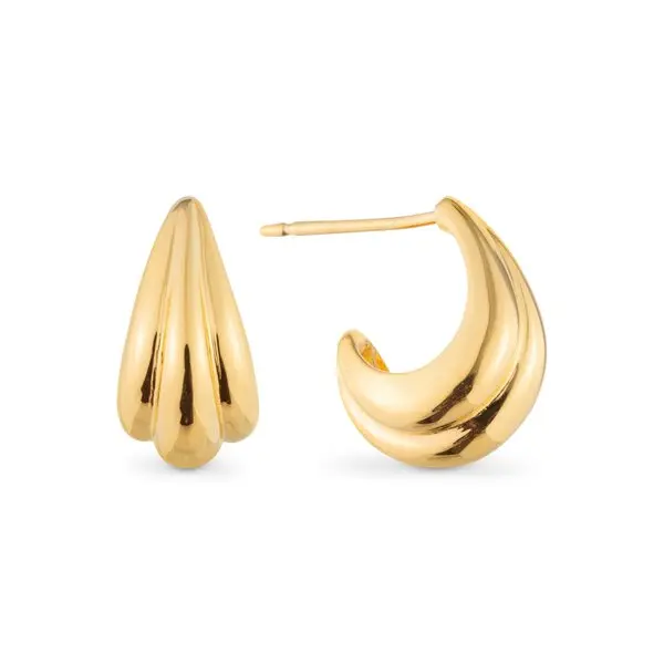 BEYJOU Ribbed Teardrop Dome Hoop Earrings