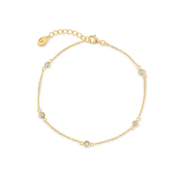 BEYJOU Mother Of Pearl Gem Chain Bracelet - Gold/white