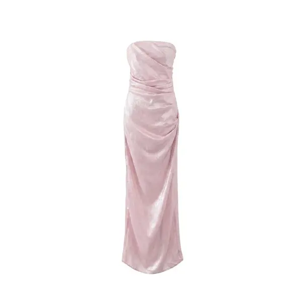 AISL Strapless Pleated Bodice Maxi Dress