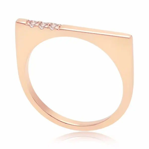 NEOLA DESIGN Minerva Rose Gold Stacking Ring With White Topaz
