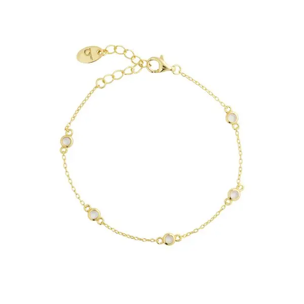 BEYJOU White / Gold Mini Gem Chain Bracelet White Topaz - White/gold