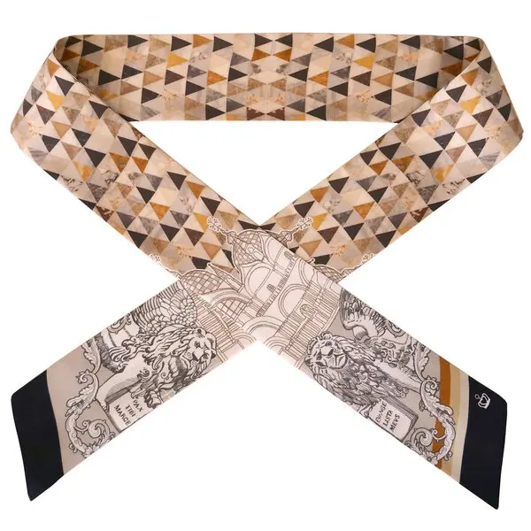 KUEEN Neutrals / Brown / Grey Silk Scarf Leone - Brown/grey