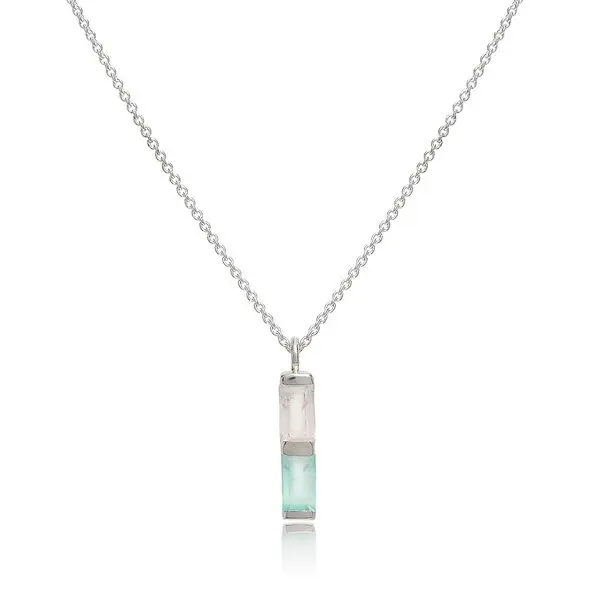 NEOLA DESIGN Necklace Rose Quartz & Aqua Chalcedony Gemstones Anais