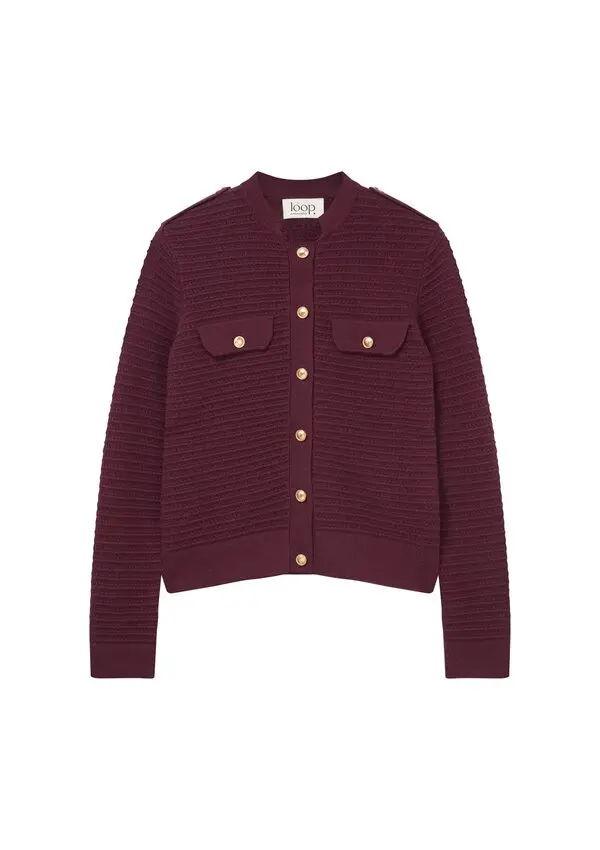 LOOP CASHMERE Cashmere Military Jacket In Bordeaux Burgundy - Red