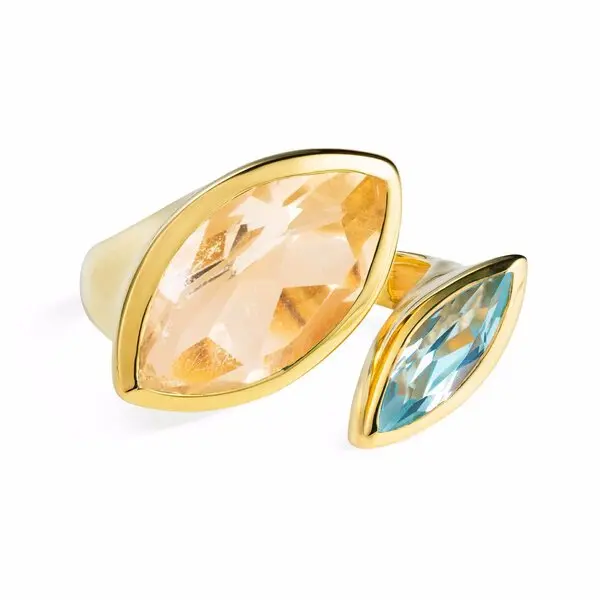 NEOLA DESIGN Ring Citrine & Blue Topaz Celestine - Gold