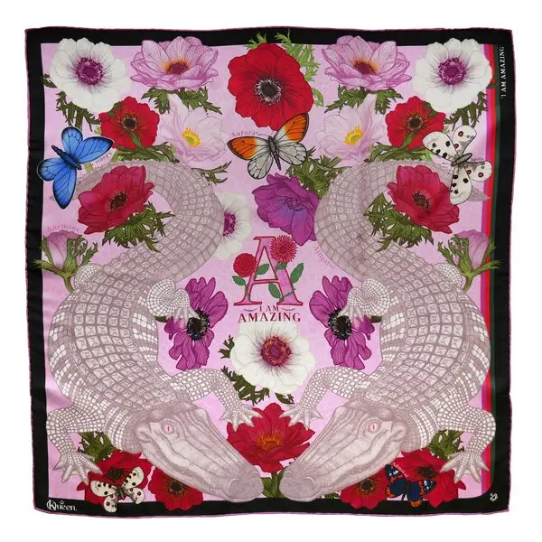 KUEEN Silk Scarf Amazing A Alligator - Pink