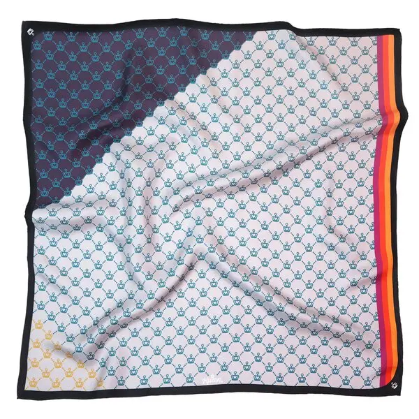 KUEEN Red / Black / Grey Silk Scarf Small Crown Sailor Blue