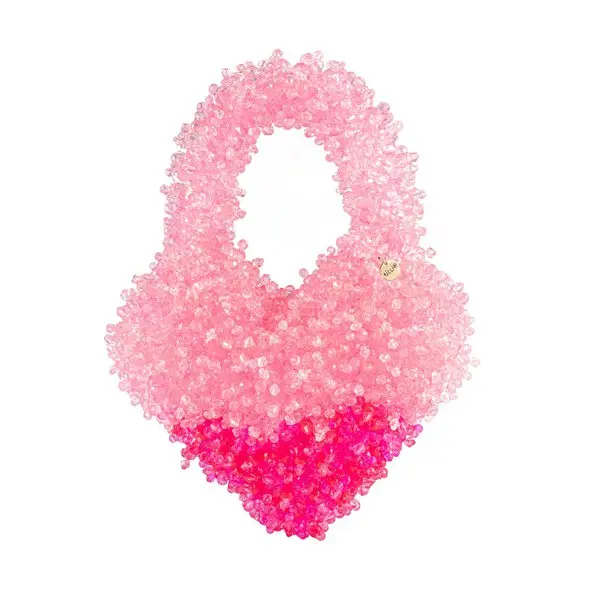 TILLIE BEADS Two-tone Fluffy Heart Bead Bag