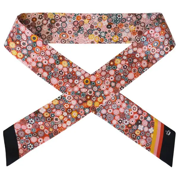 KUEEN Red / Pink Silk Scarf Millefiori Pink - Red/pink