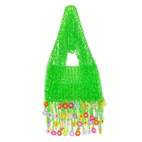 TILLIE BEADS Fresh Beaded Bag With Flower Fringe