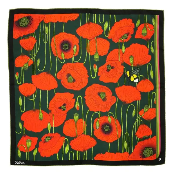 KUEEN Silk Scarf Poppy - Green