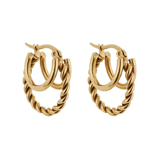 BALLINGER Triple Threaded Twisted Everday Hoops Earrings