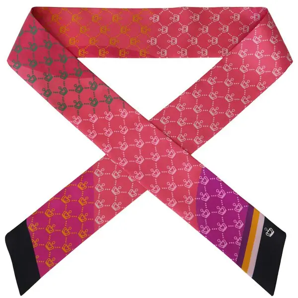 KUEEN Black / Pink Silk Scarf Crown Pink