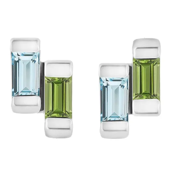 NEOLA DESIGN Anais Sterling Silver Stud Earrings With Topaz & Peridot