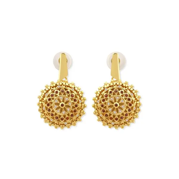 NAJIBA Yantra Earrings With Garnet