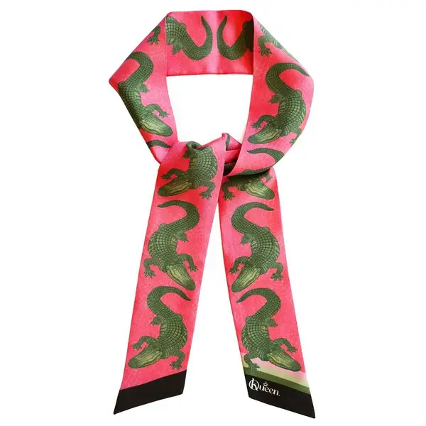 KUEEN Silk Scarf Amazing A Alligator Coral - Orange
