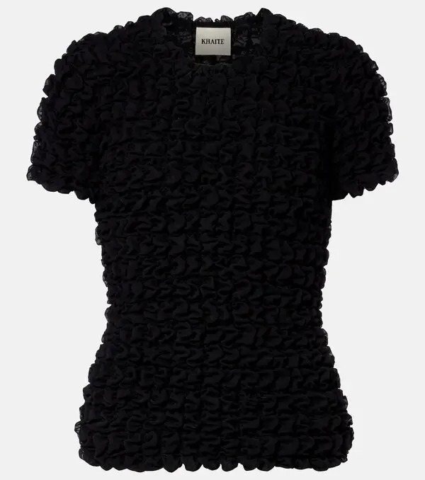 Khaite Polly Silk Chiffon Top - Black