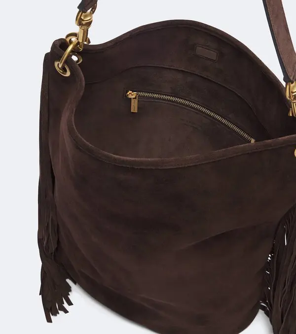 NILI LOTAN Asher Fringed Suede Shoulder Bag