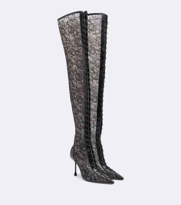 JIMMY CHOO Scarlett Lace Over-the-knee Boots - Black