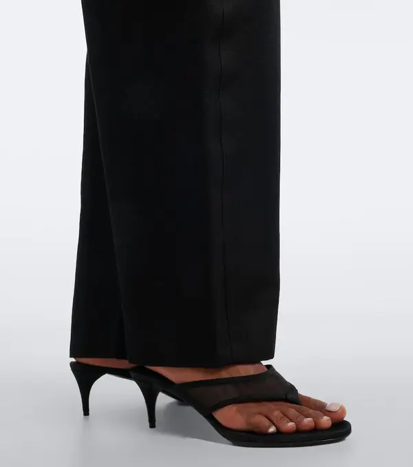 Alaïa Mesh Thong Sandals - Black