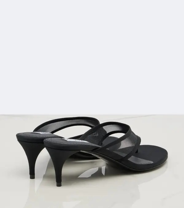 Alaïa Mesh Thong Sandals - Black