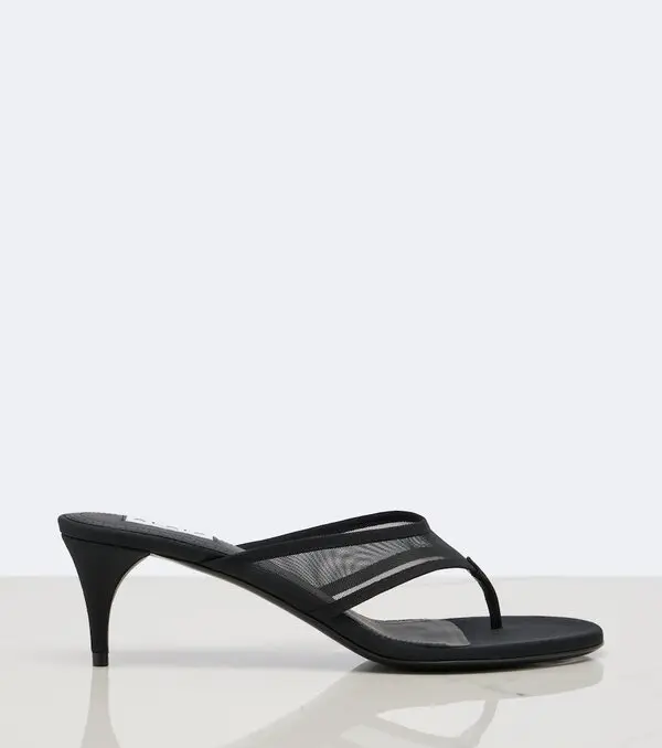 Alaïa Mesh Thong Sandals - Black