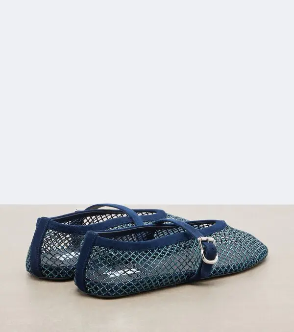Alaïa Embellished Suede-trimmed Mary Jane Flats