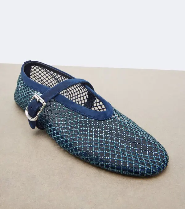 Alaïa Embellished Suede-trimmed Mary Jane Flats