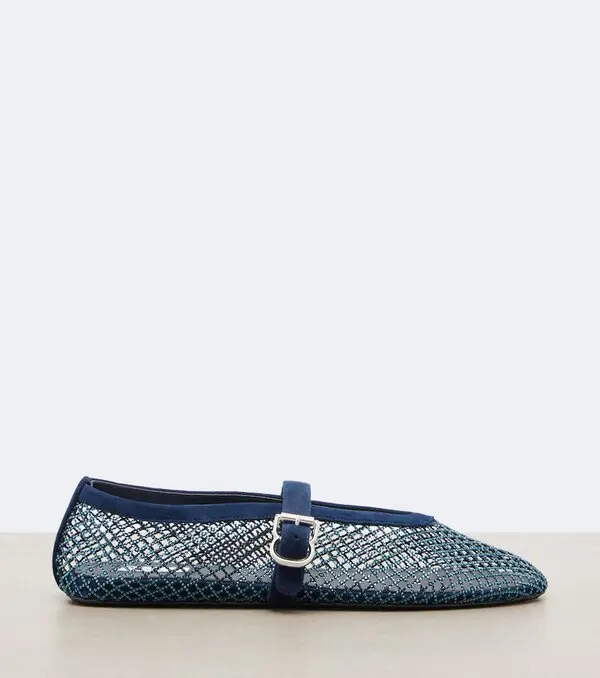 Alaïa Embellished Suede-trimmed Mary Jane Flats