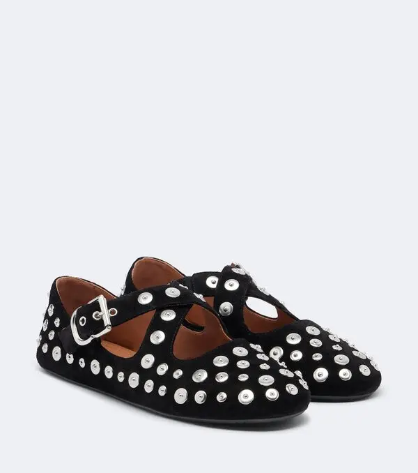 Alaïa Studded Suede Ballet Flats