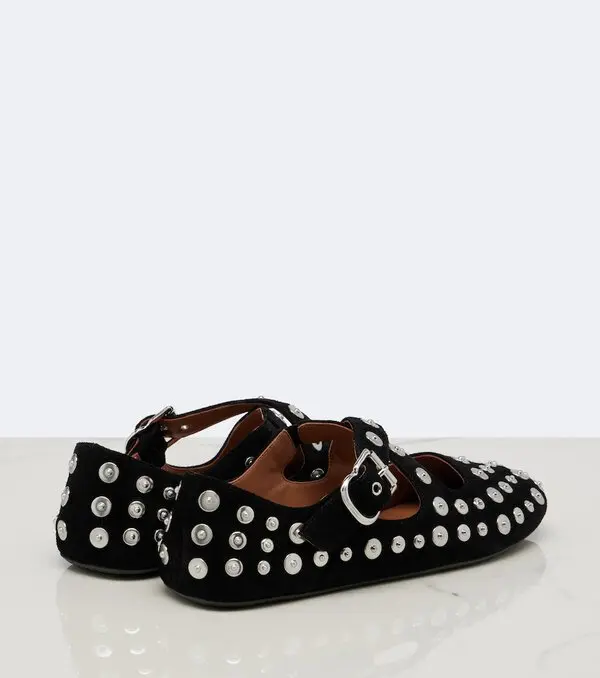 Alaïa Studded Suede Ballet Flats