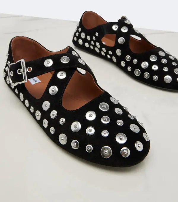 Alaïa Studded Suede Ballet Flats