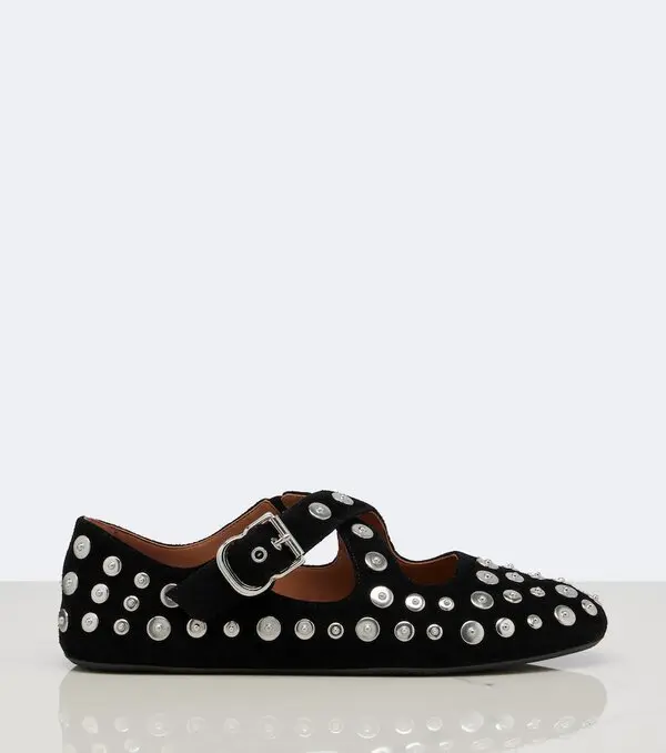 Alaïa Studded Suede Ballet Flats