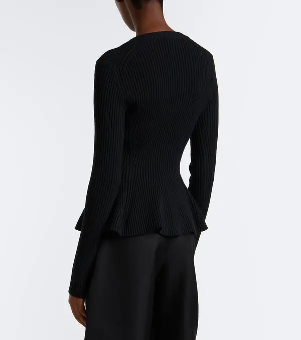 Alaïa Peplum Wool-blend Top - Black