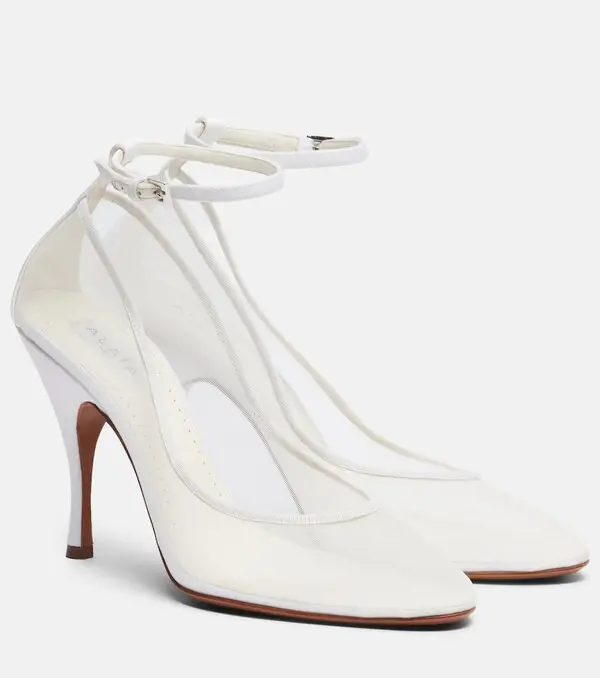 Alaïa Grosgrain-trimmed Mesh Pumps - White