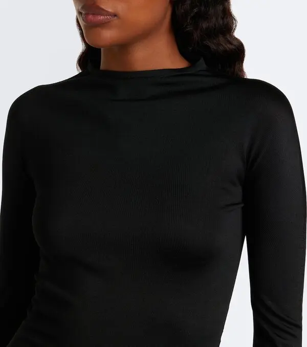Alaïa Silk-blend Jersey Bodysuit - Black