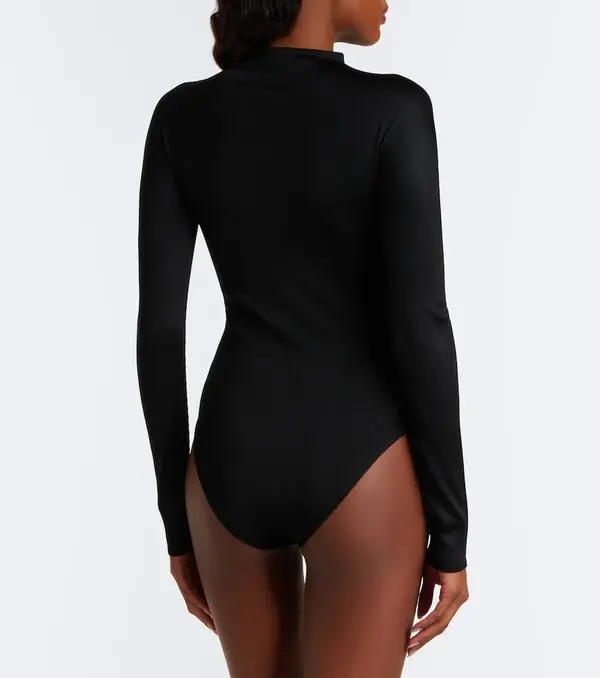 Alaïa Silk-blend Jersey Bodysuit - Black
